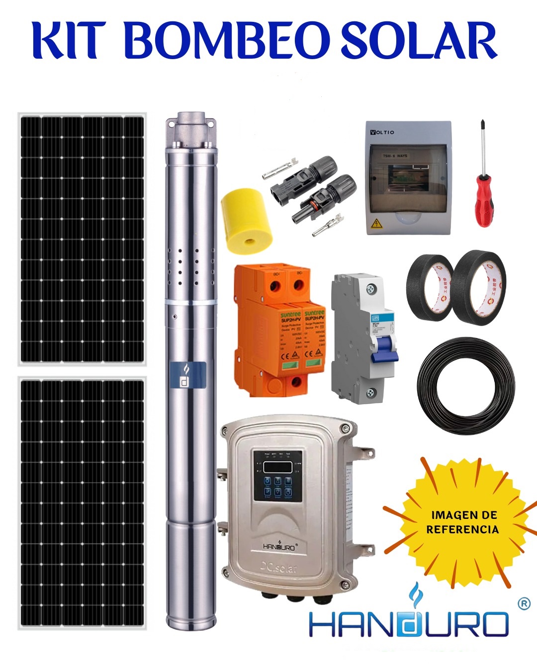 kit bomba solar sumergible dc 4000w 4″ marca handuro – Solar Shop